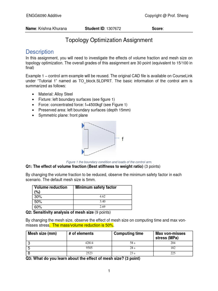 Krishna - 1307672 Assignment 1 | PDF | Stress (Mechanics)