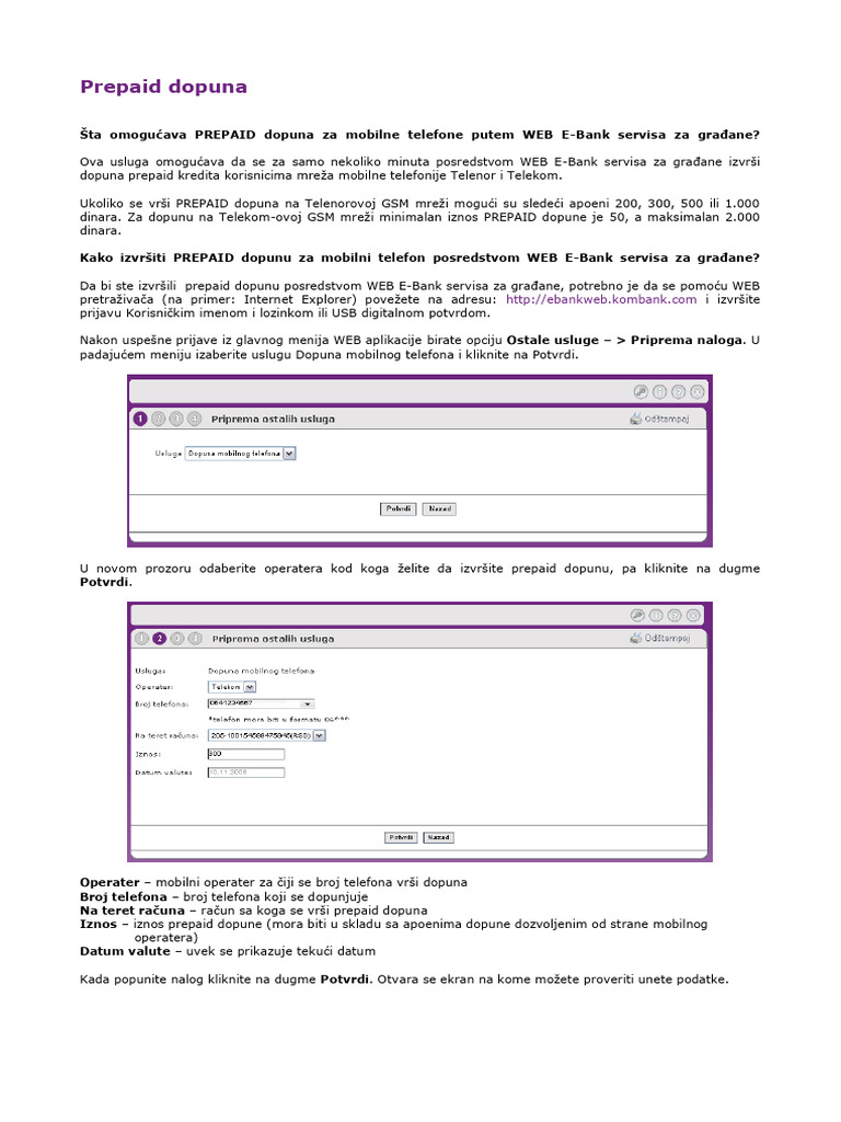 Dopuna Prepaid Kredita | PDF