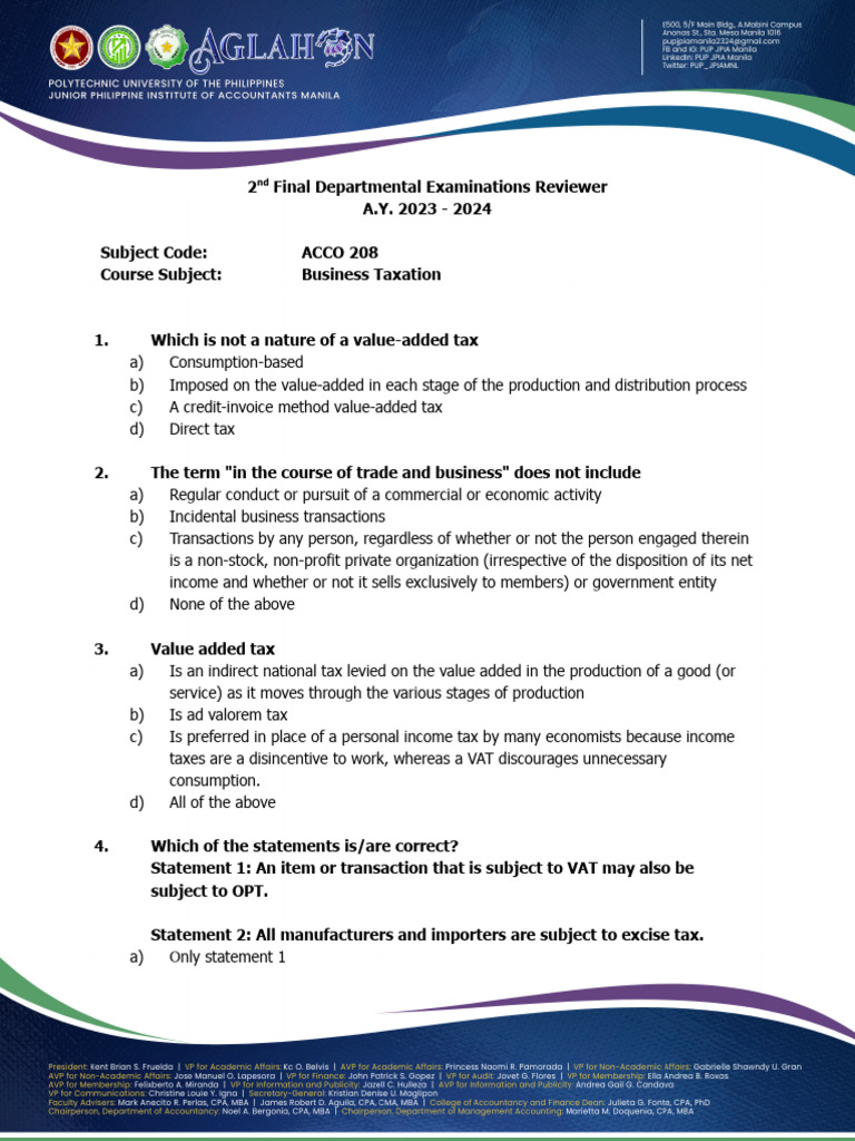 2yr 2ndF Business Tax 2324 | PDF | Value Added Tax | Taxes