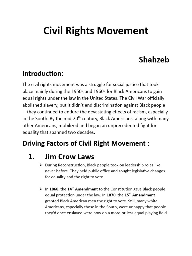 Civil Right Movement | PDF | Voting Rights Act Of 1965 | Civil Rights ...