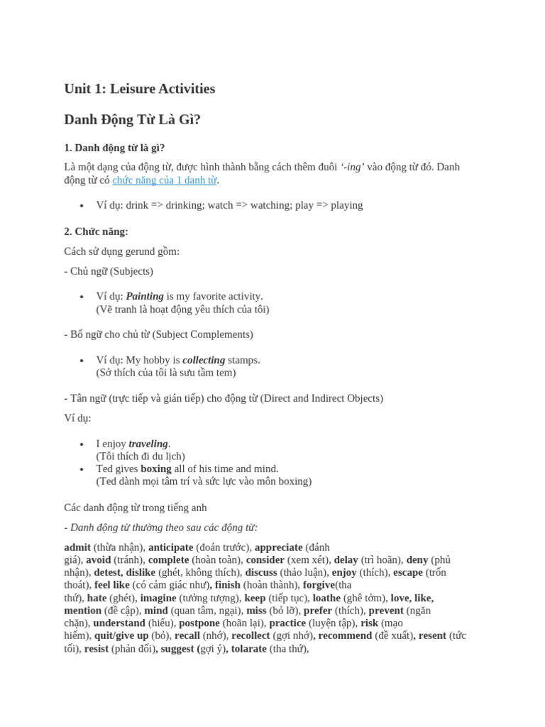 Tổng Hợp Ngữ Pháp Tiếng Anh 8 Theo Unit | PDF