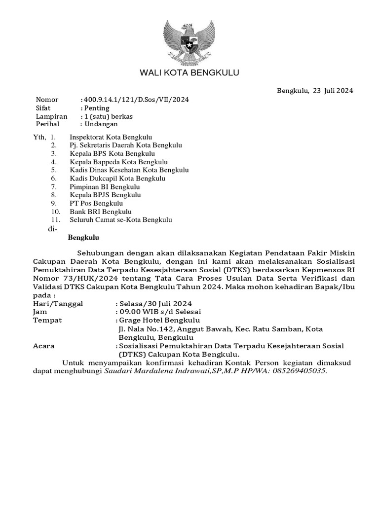 Surat Undangan 2024 Final TGL 30 Ok Sebar | PDF
