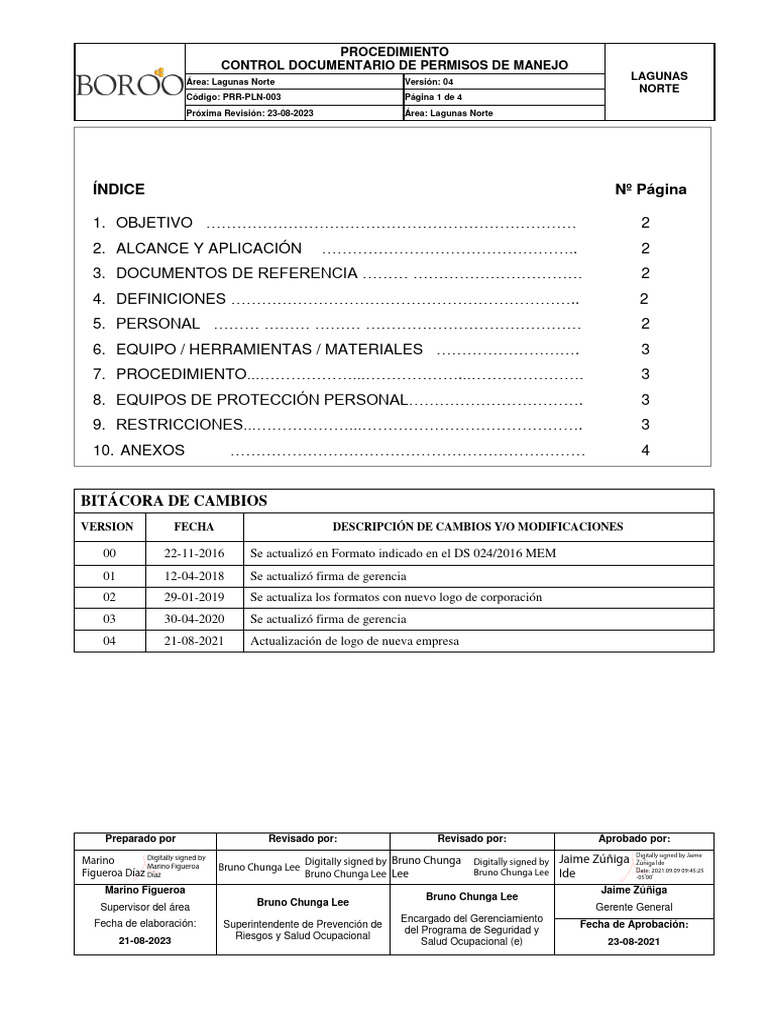 PRR-PLN-003 (V4) Control Documentario de Permisos de Manejo | PDF | Documento de identidad ...