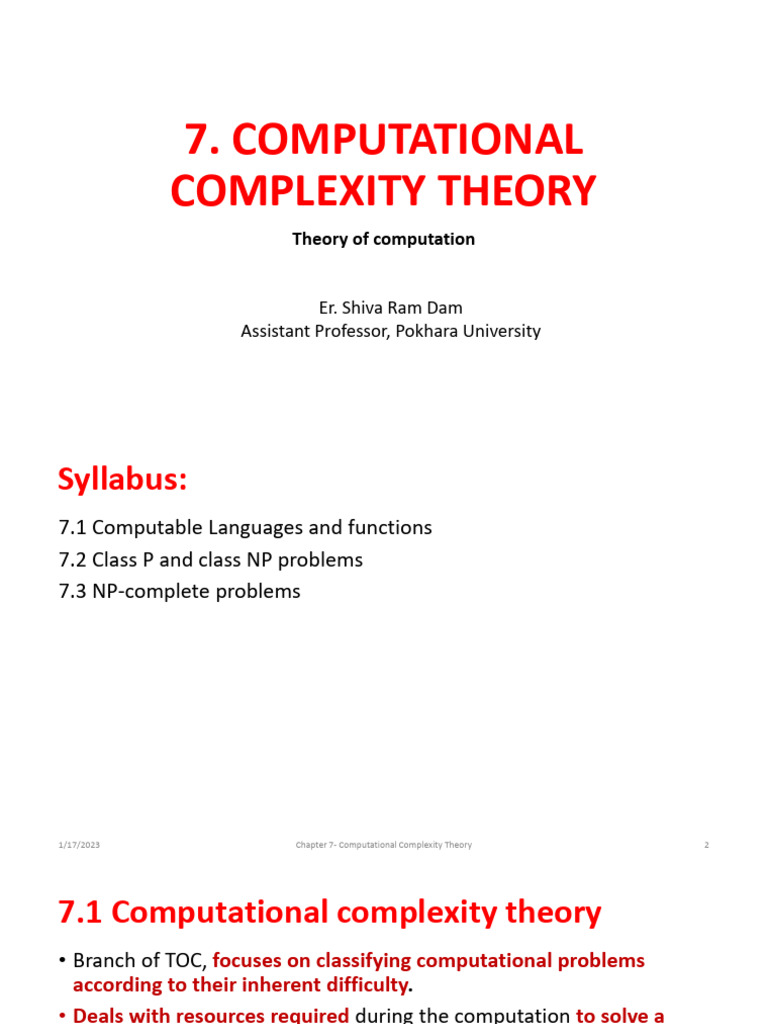 Slide Computational Complexity Theory 20 Pdf Computational Complexity Theory Time
