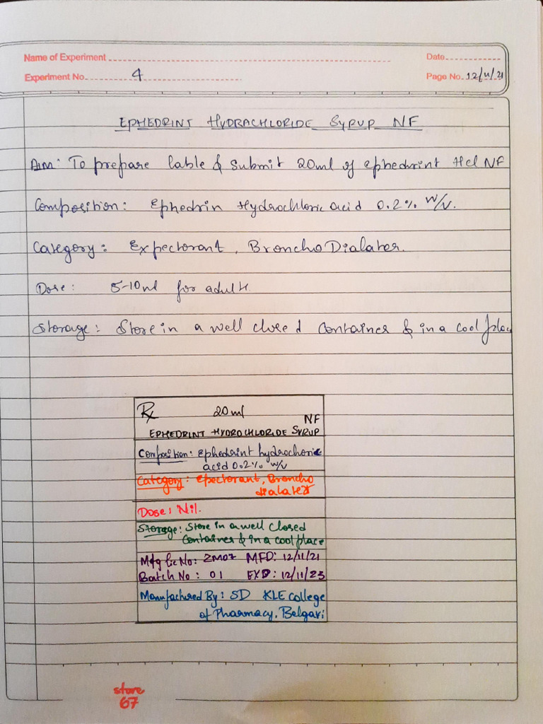 Ephidrine HCL Syrup NF | PDF