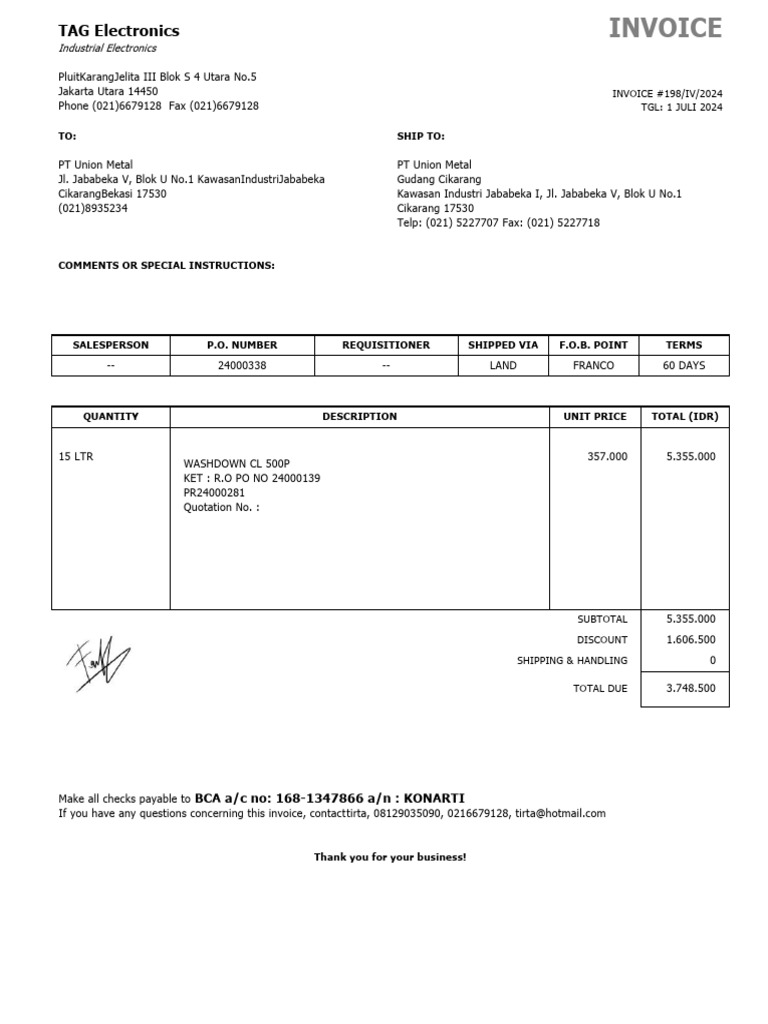 Invoice Um164 Pdf
