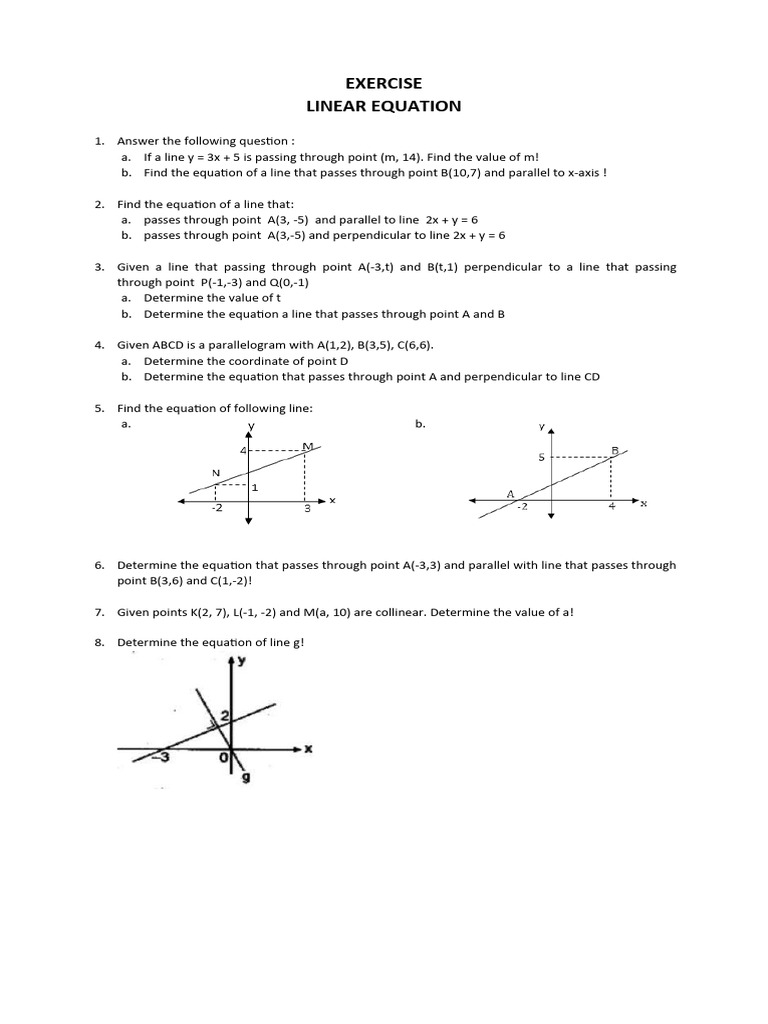 Exercise Linear Equation | PDF