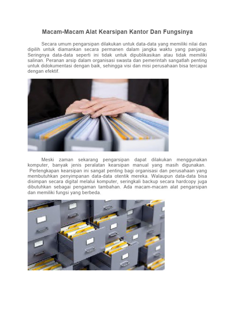 Alat Arsip Dan Kegunaannya | PDF | Seni | Komputer