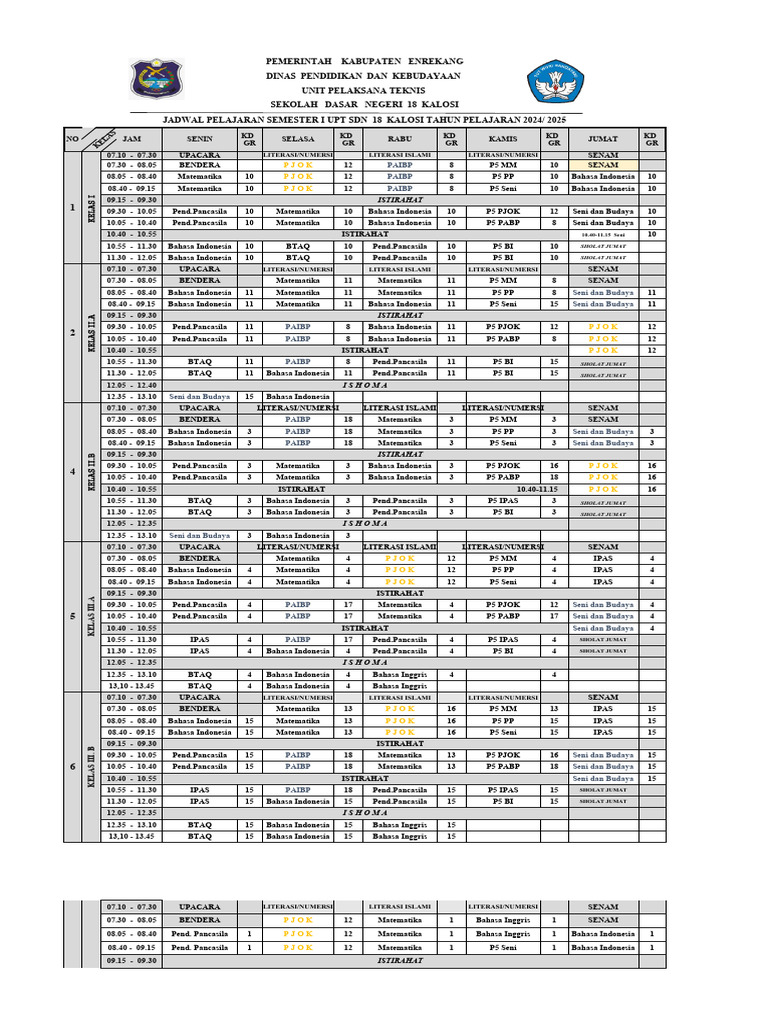 Roster Semester I TA 2024-2025 oke | PDF