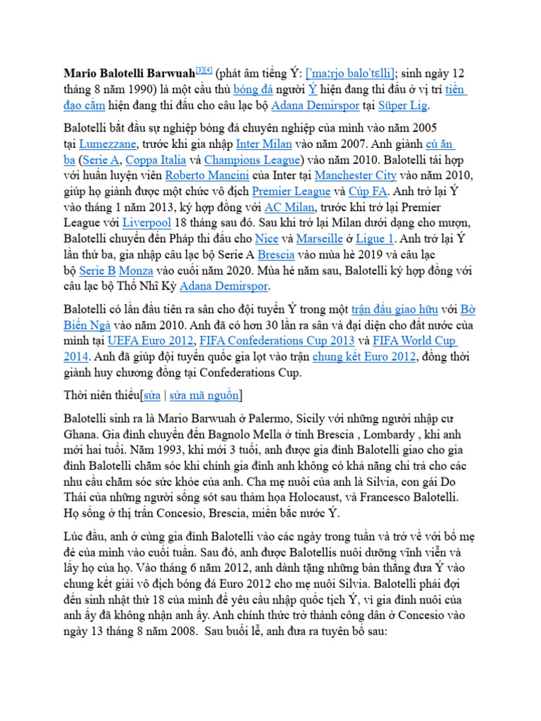 Mario Balotelli Barwuah | PDF