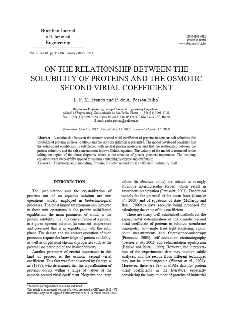 Thermodynamic of Cohn Equation | PDF | Solubility | Chemical Equilibrium