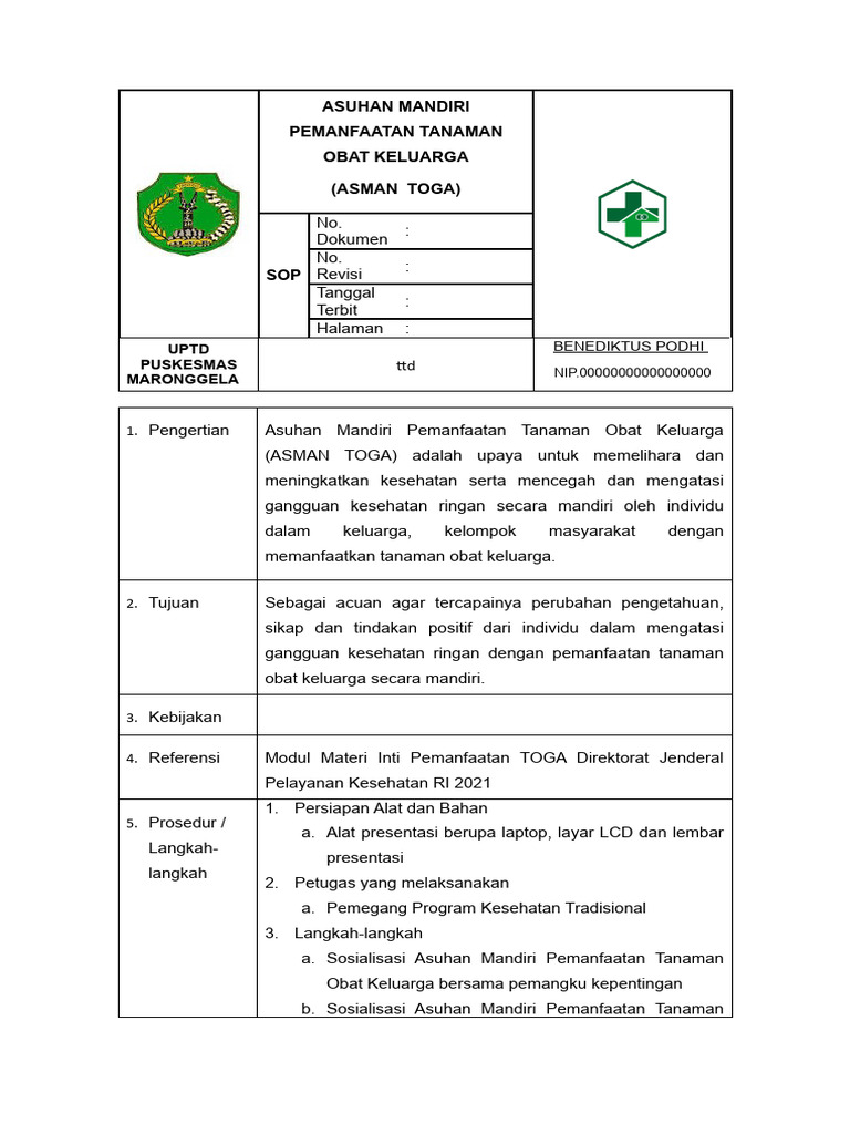 Sop Asman Toga F | PDF