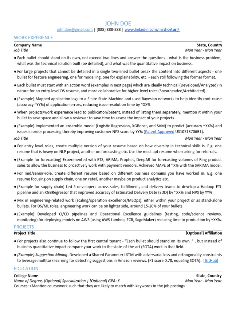DS - ML Resume Template and Guide | PDF | Machine Learning ...