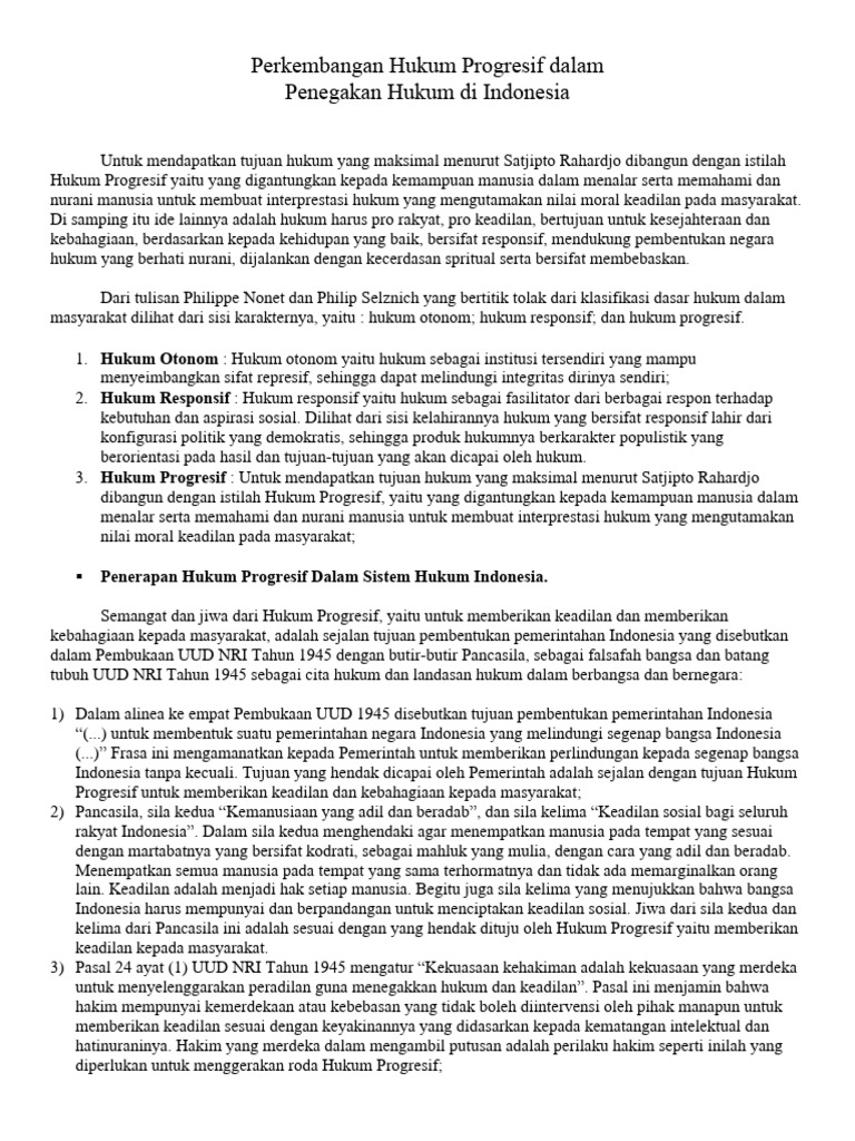 Hukum Progresif dan Keadilan di Indonesia | PDF