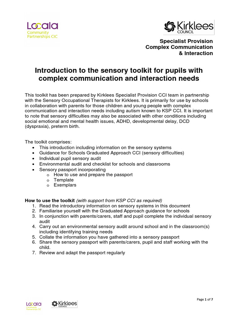 Introduction To The Sensory Toolkit | PDF | Senses | Somatosensory System