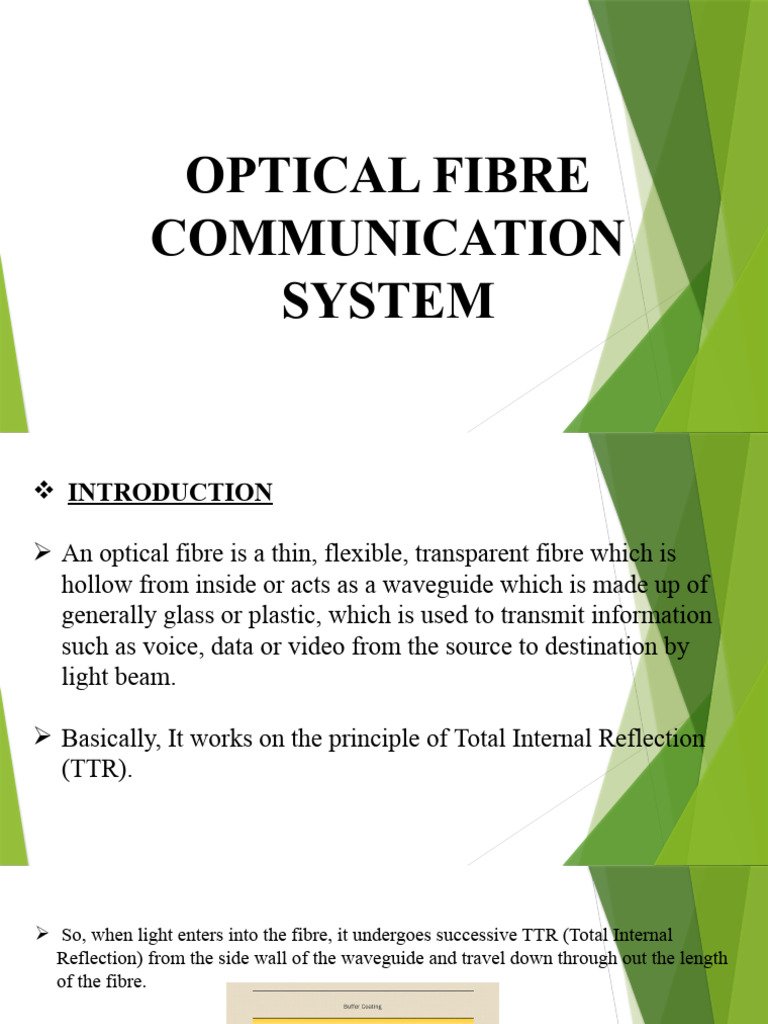 Optical Fibre Presentation | PDF | Fiber Optic Communication | Optical ...