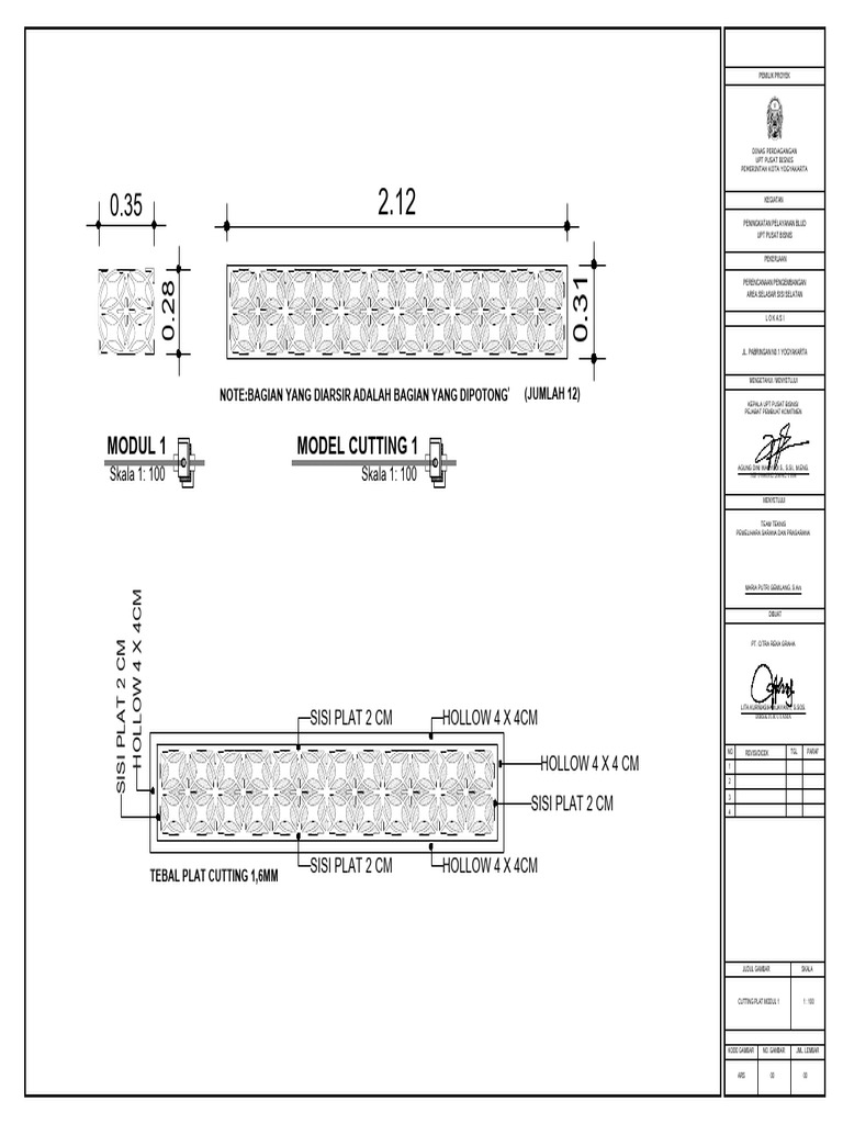 Rencana Cutting Plat UPT Bisnis Yogyakarta | PDF