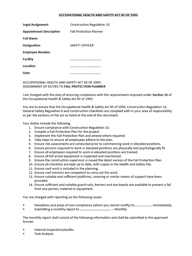 CR10 Fall Protection Planner | PDF | Occupational Safety And Health ...