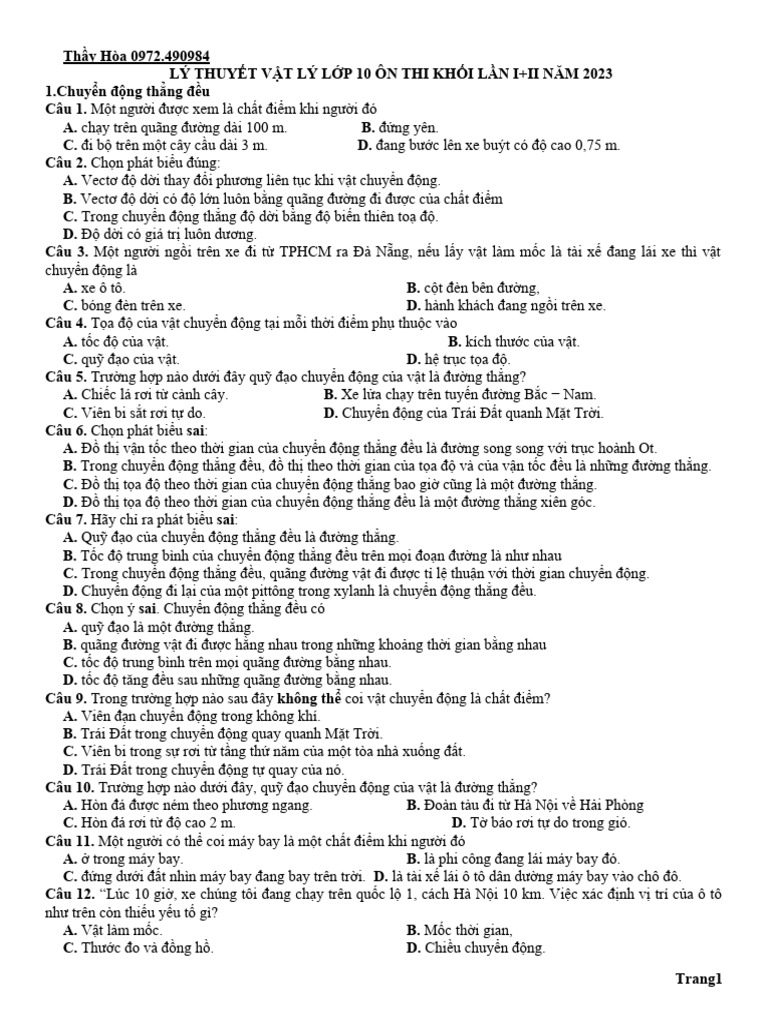 2k7LÝ THUYẾT VẬT LÝ LỚP 10-PHẦN 1-2K7 | PDF