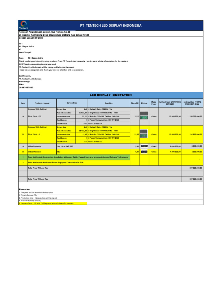 Penawaran p.5 MR Bagus Indra | PDF | Electronic Engineering | Film And ...