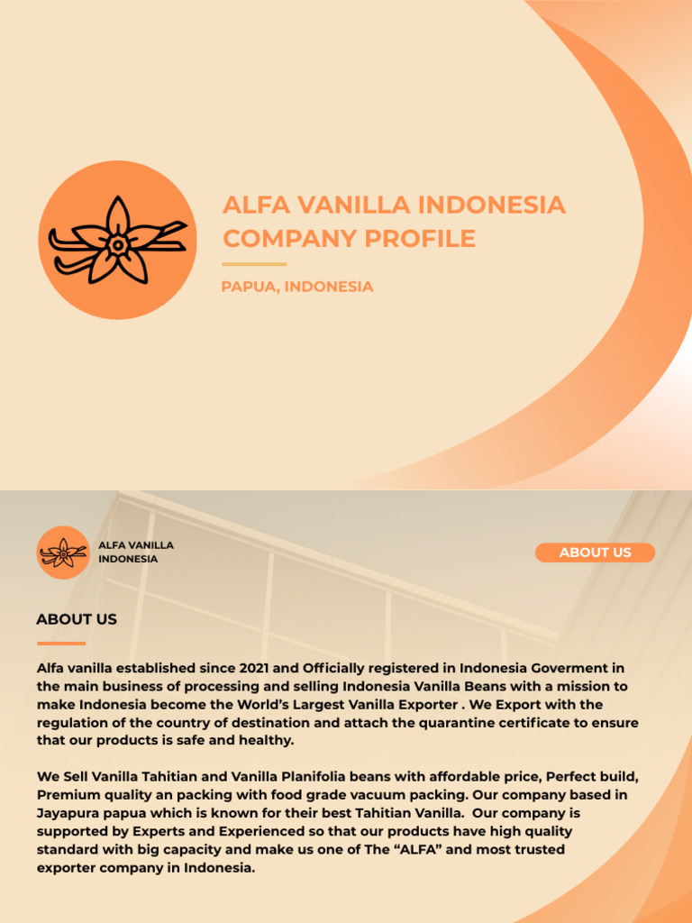Company Profile Alfa Vanilla Indonesia | PDF | Vanilla | Food Industry