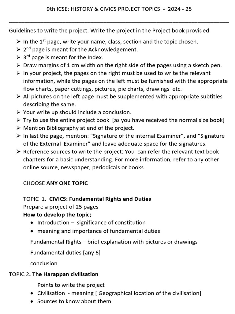 ICSE 9th History & Civics Project Guide | PDF | Finance & Money ...