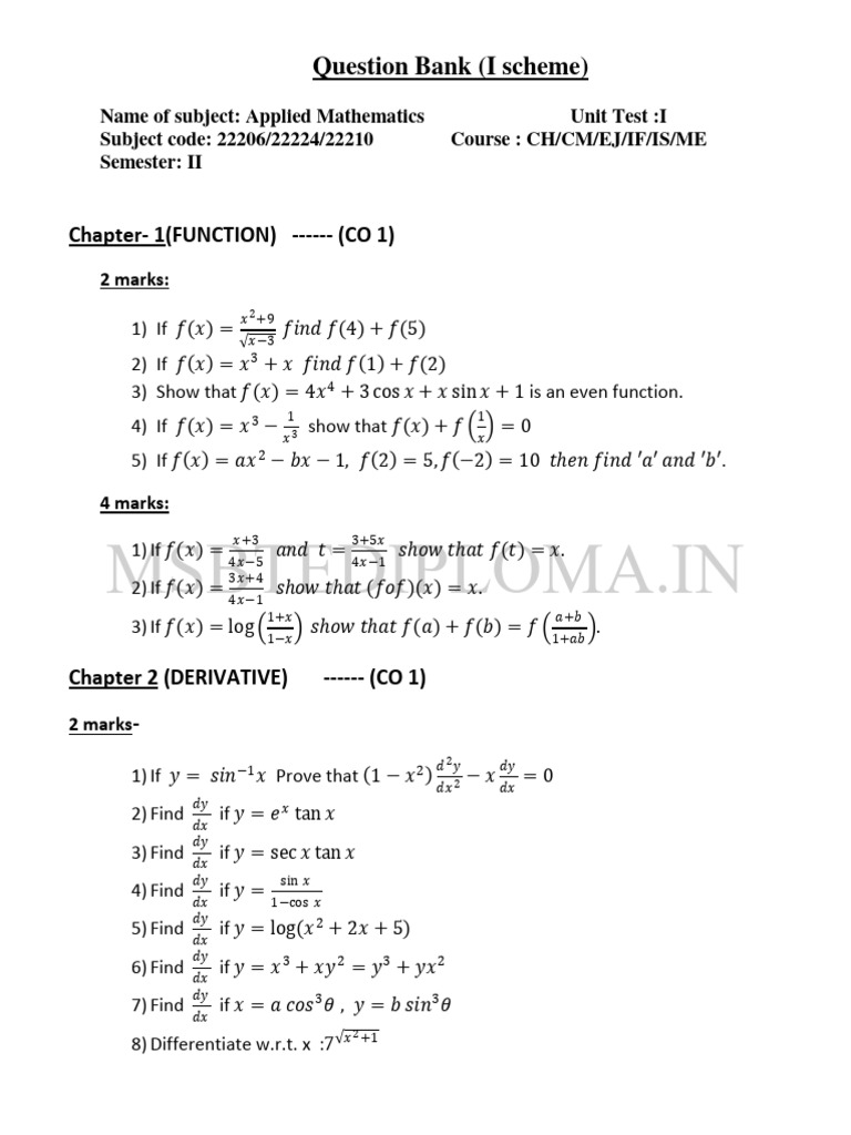 APPLIED MATH QB1-merged | PDF | Complex Number | Integral