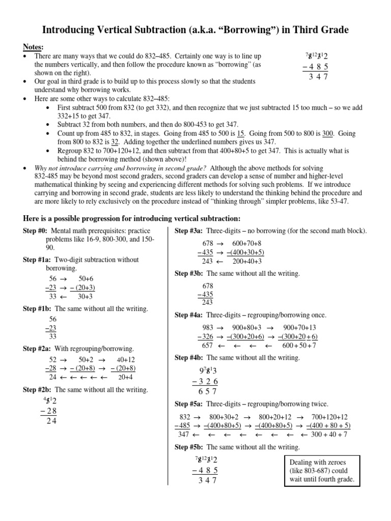 Vertical-Subtraction-Step-by-Step | PDF | Subtraction | Mathematics