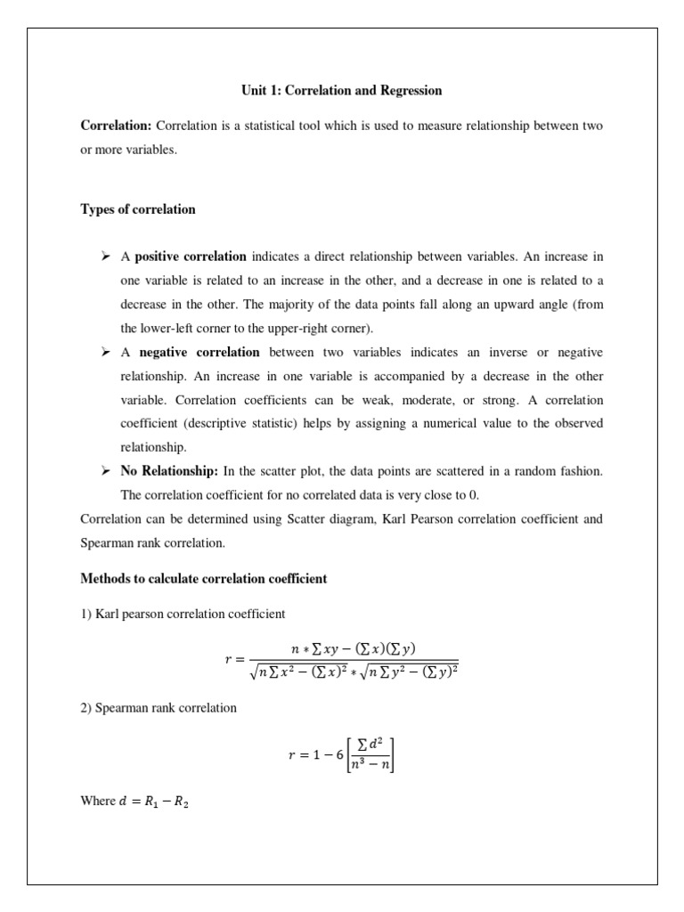 Correlation And Regression Pdf Linear Regression Scientific Method 