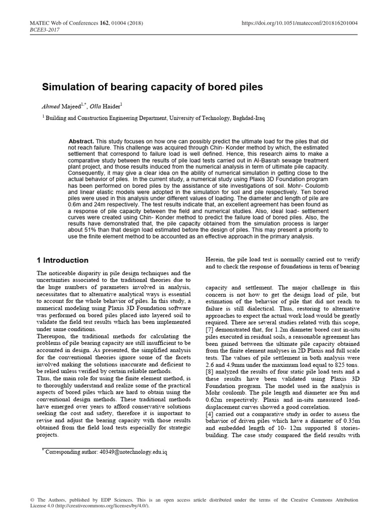 Simulation of Bearing Capacity of Bored Piles | PDF | Deep Foundation ...