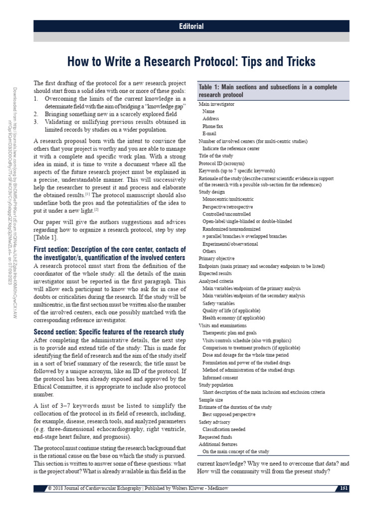 2 - How To Write A Research Protocol - Tips and Tricks | PDF ...