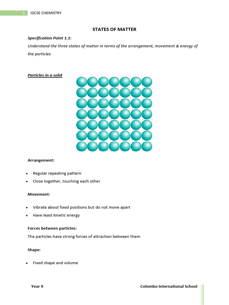 Lesson 1 - States of Matter | PDF | Gases | Liquids