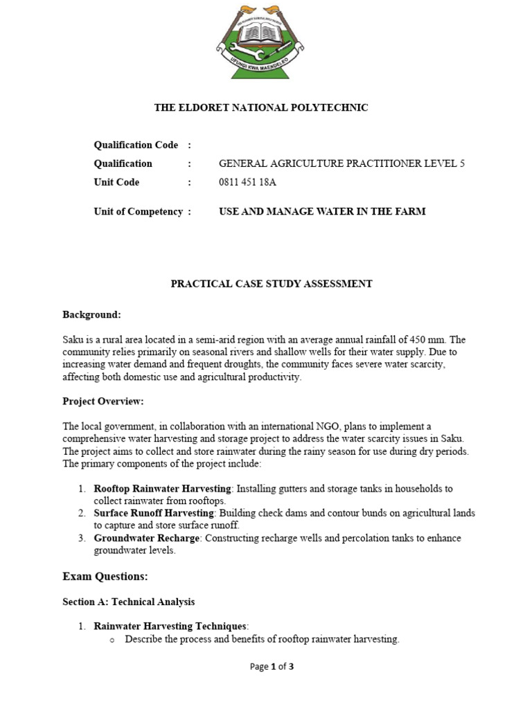 Summative PRACTICAL ASSESSMENT WATER USE AND MANAGEMENT | PDF ...