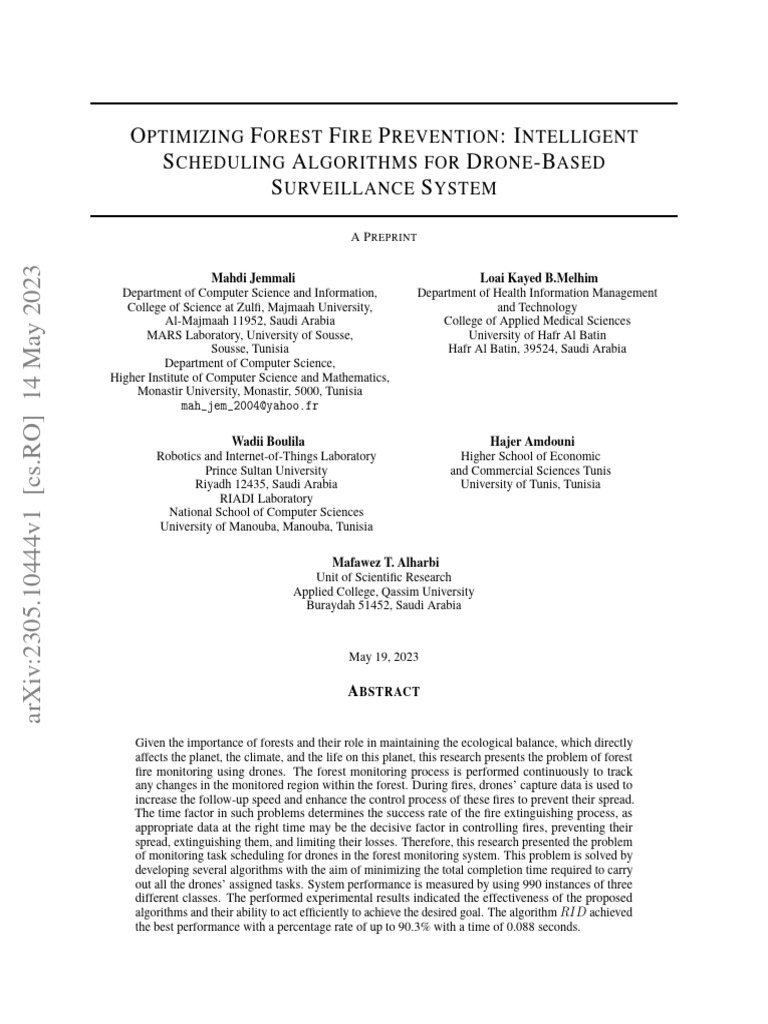 OPTIMIZING FOREST FIRE PREVENTION INTELLIGENT SCHEDULING ALGORITHMS FOR ... OPTIMIZING FOREST FIRE PREVENTION INTELLIGENT SCHEDULING ALGORITHMS FOR ...