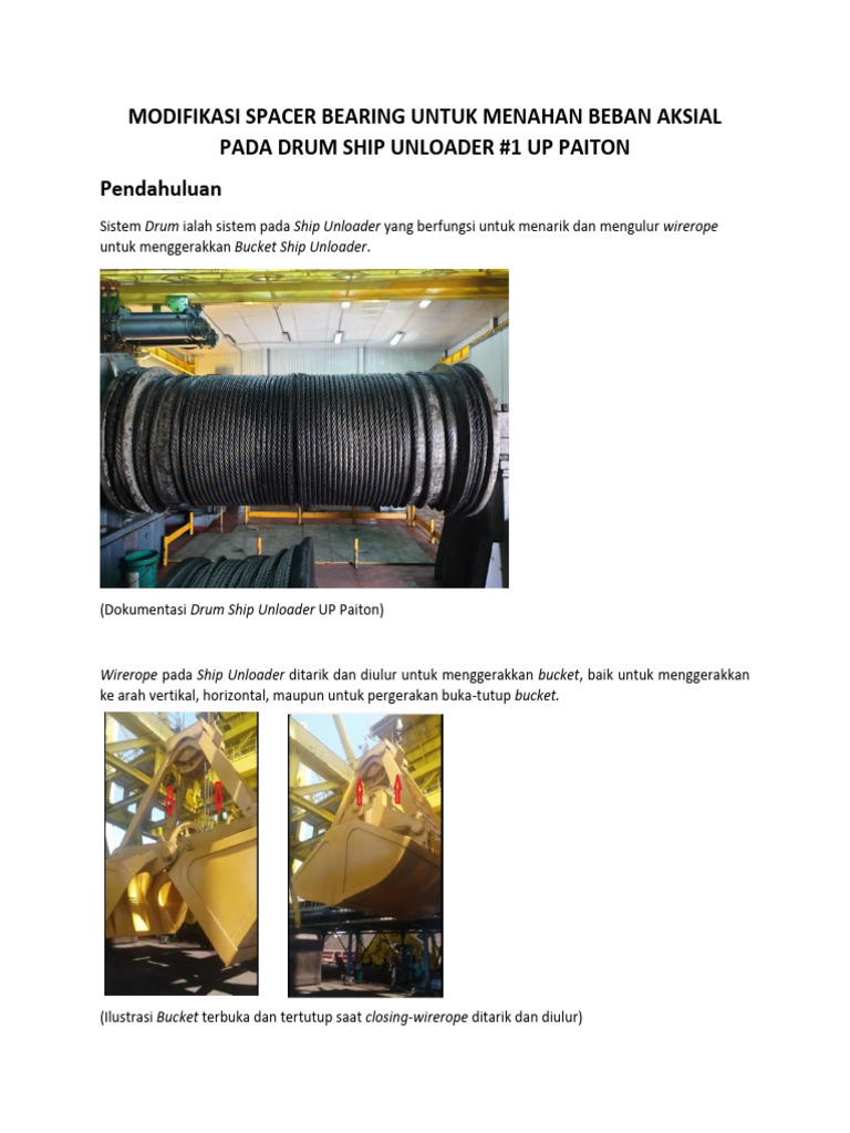 Dokumen PDF - Modifikasi Spacer Bearing Untuk Menahan Beban Aksial Pada Drum Ship Unloader-1 | PDF