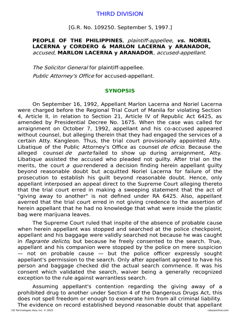 People vs. Lacerna | PDF | Search And Seizure | Search Warrant