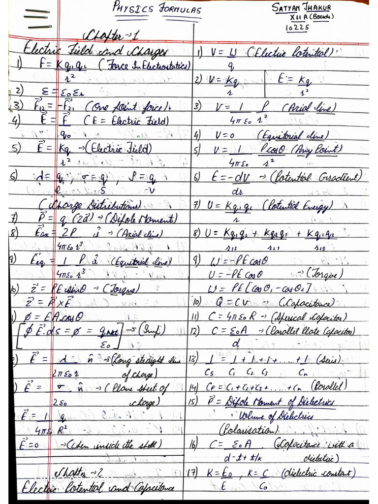 Xii physics formulae | PDF