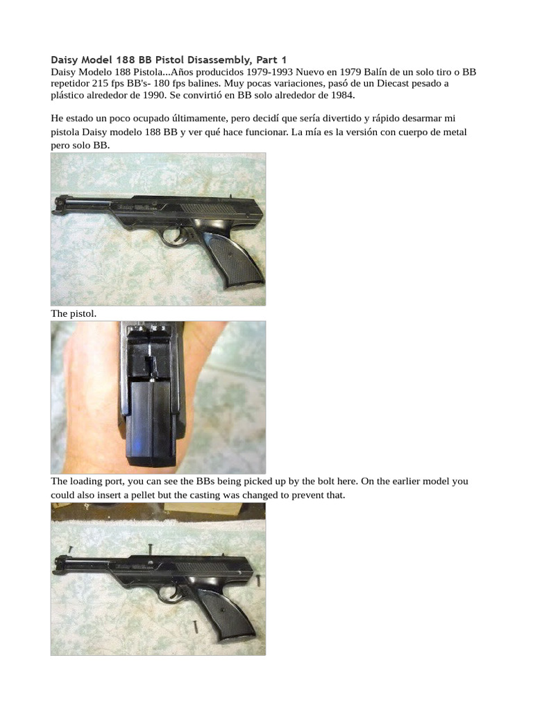 Daisy Model 188 BB Pistol Disassembly | PDF | Projectiles | Ballistics