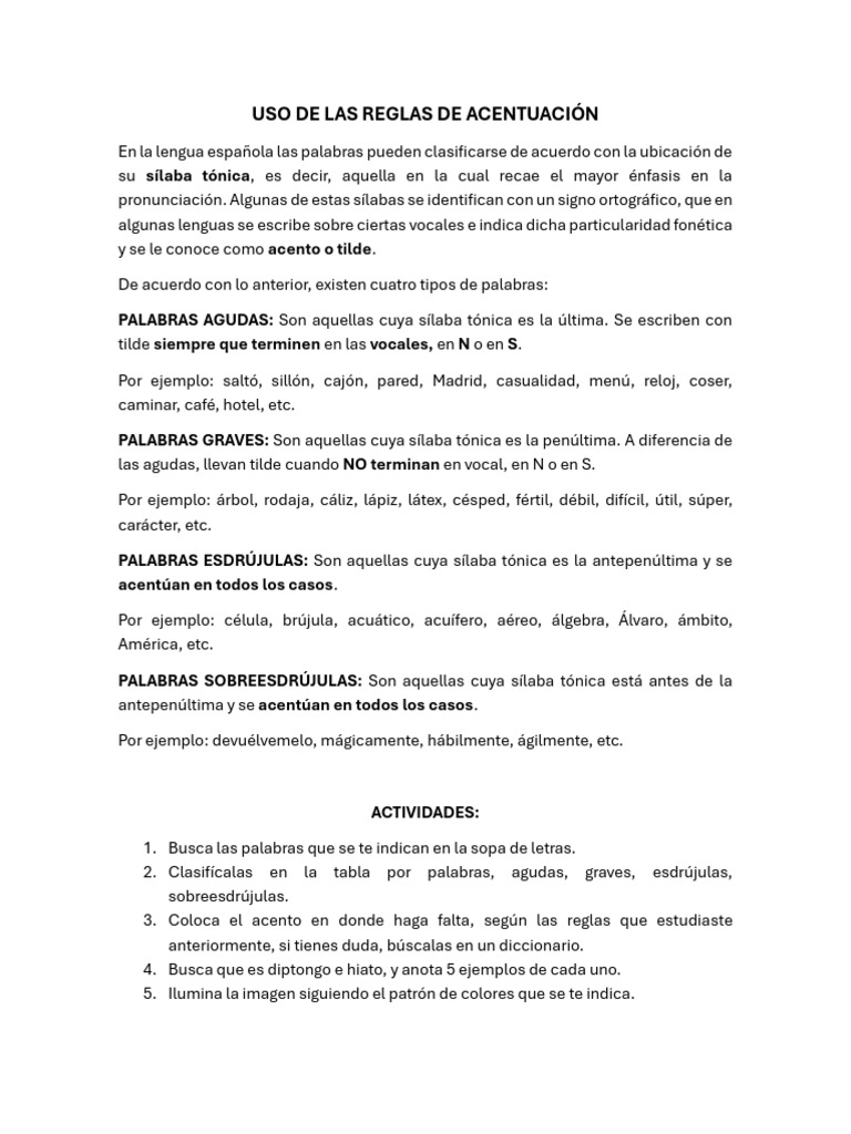 Uso de Las Reglas de Acentuación y Puntuación | PDF | Lingüística ...