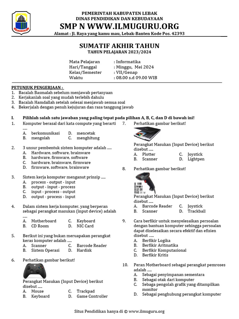 Kisi-Kisi Tik Kelas 7 | PDF