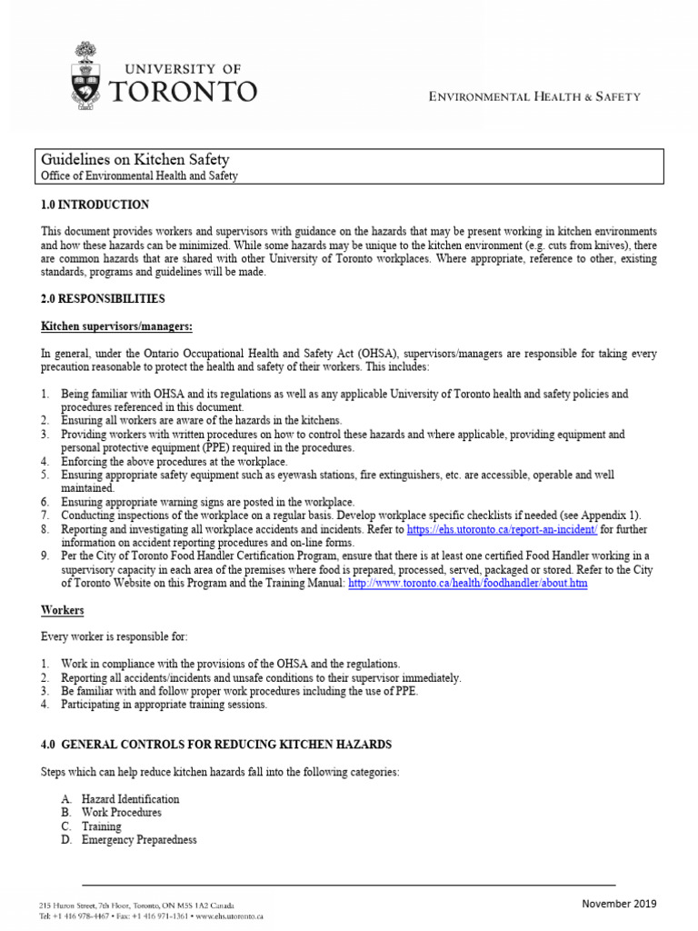Kitchen Safety Guidelines | PDF | Cookware And Bakeware | Occupational Safety And Health