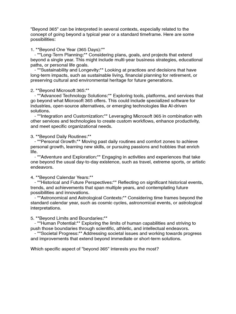 Beyond 365 | PDF