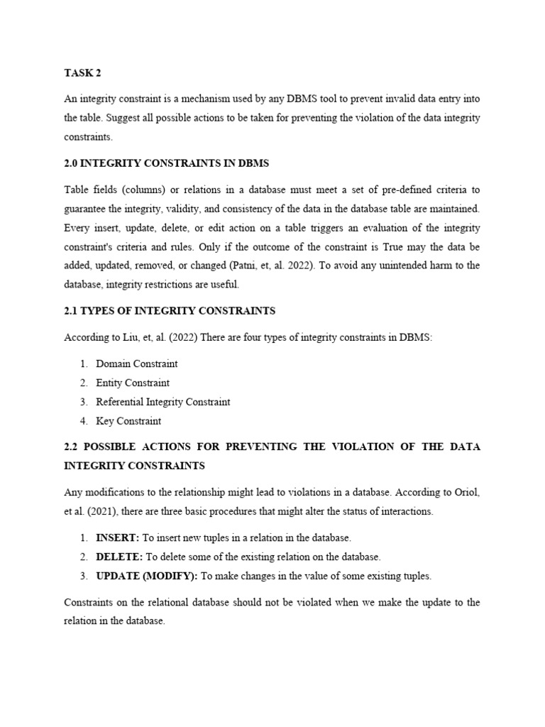 Task 2 | PDF | Relational Database | Data Management Software