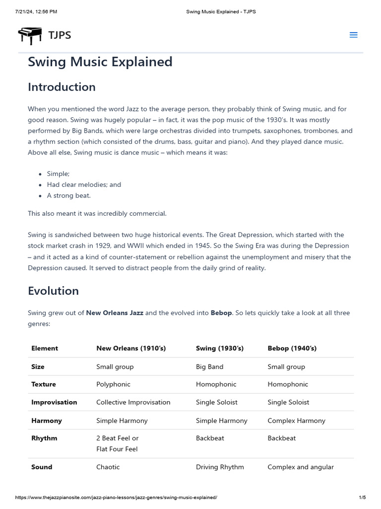 3) Swing Music Explained - TJPS | PDF | Jazz | Chord (Music)