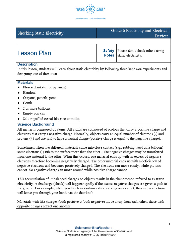 May 21 Grade 6 Static Electricity Offline ENG | Download Free PDF ...