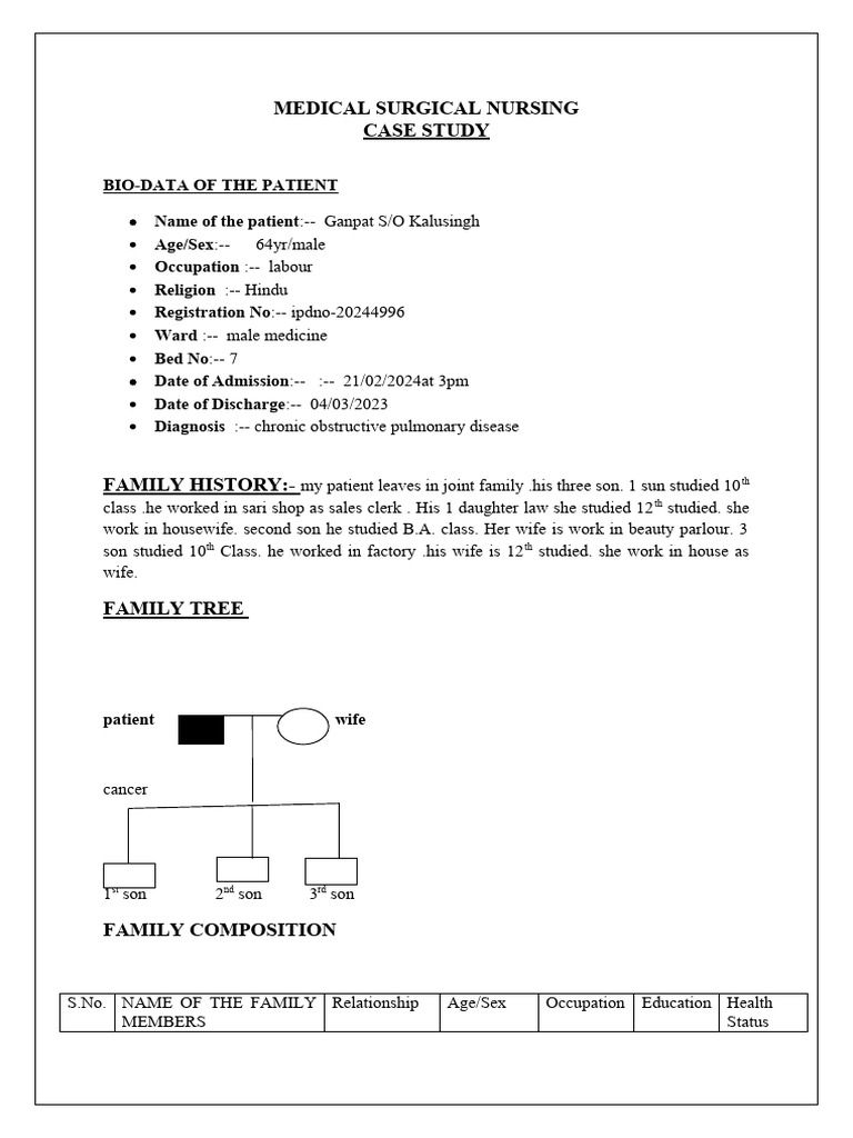 COPD Case Study of Patient Ganpat | PDF | Chronic Obstructive Pulmonary ...