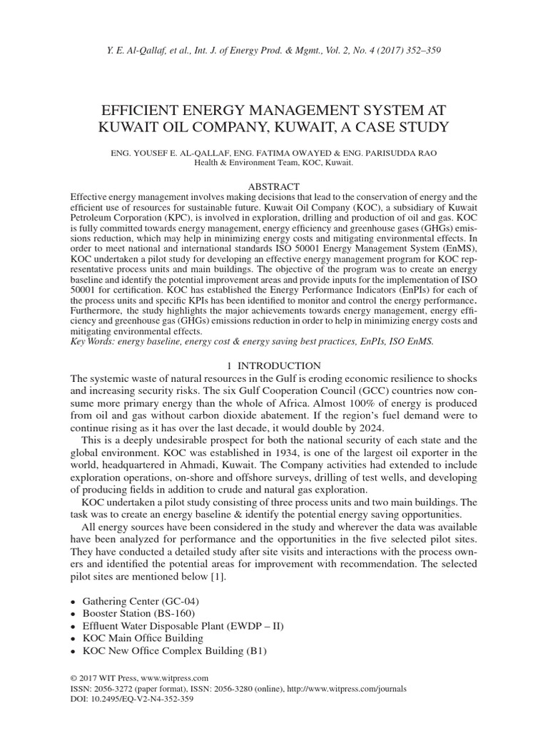 Energy Management Case Study at KOC | PDF | Energy Management | Energy ...