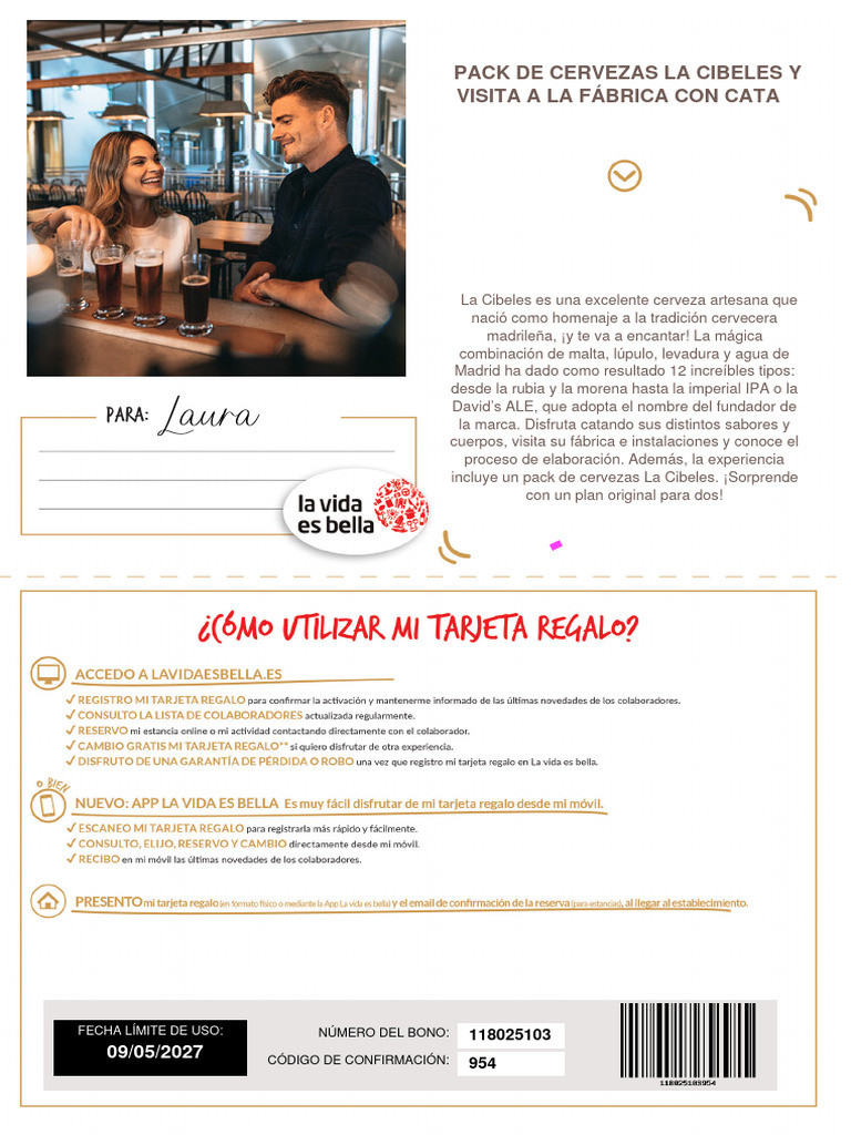 Laura: Pack de Cervezas La Cibeles Y Visita A La Fábrica Con Cata | PDF | Cocina, comidas y vino