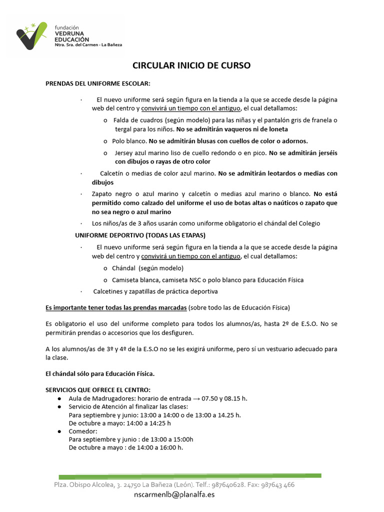 Circular Inicio de Curso 24-25.docx-1 | PDF