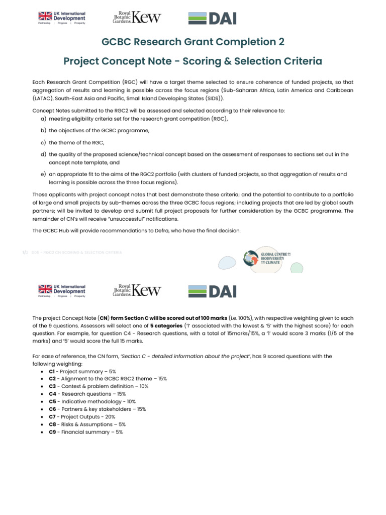 D05 RGC2 CN Scoring & Selection Criteria | PDF